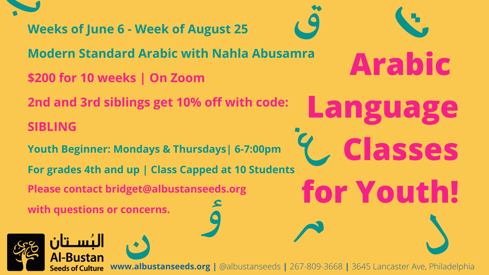 Youth Arabic Courses Summer 2022 | Al-Bustan Seeds Of Culture